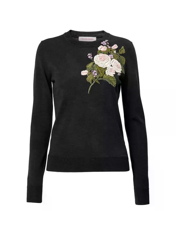 Carolina Herrera Rose-embroidered Sweater