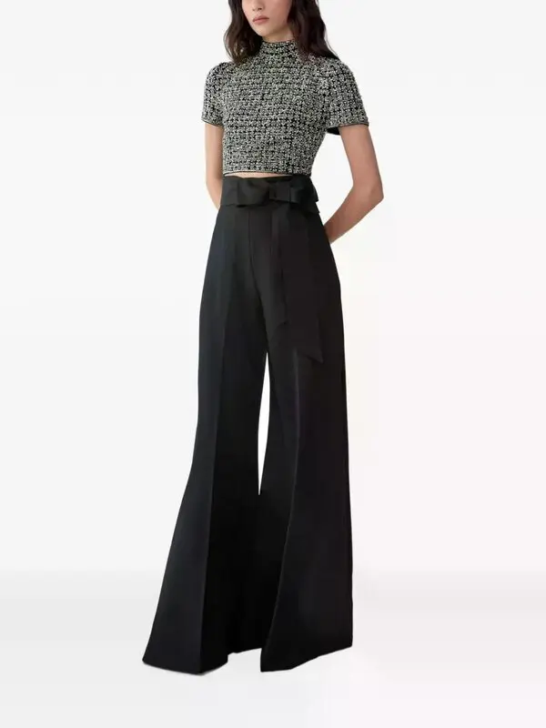 Carolina Herrera Metallic-embroidered Tulle Cropped Blouse