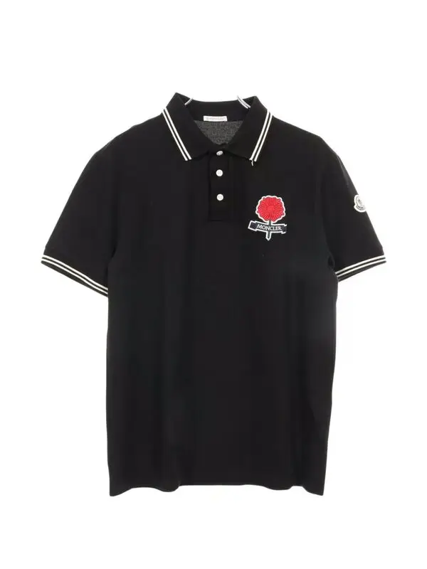 Moncler 2010s Flower-embroidered Polo Shirt