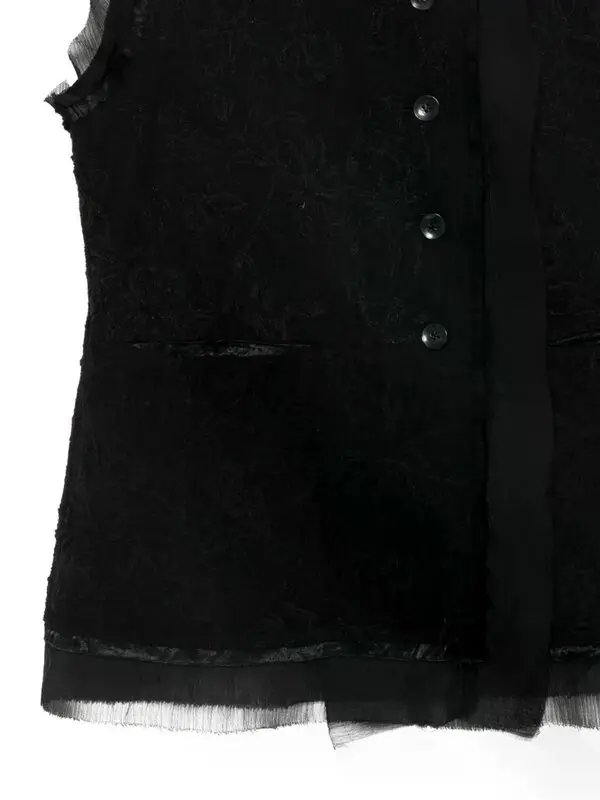 CAROLINE HU Floral-embroidered Mesh-panel Waistcoat