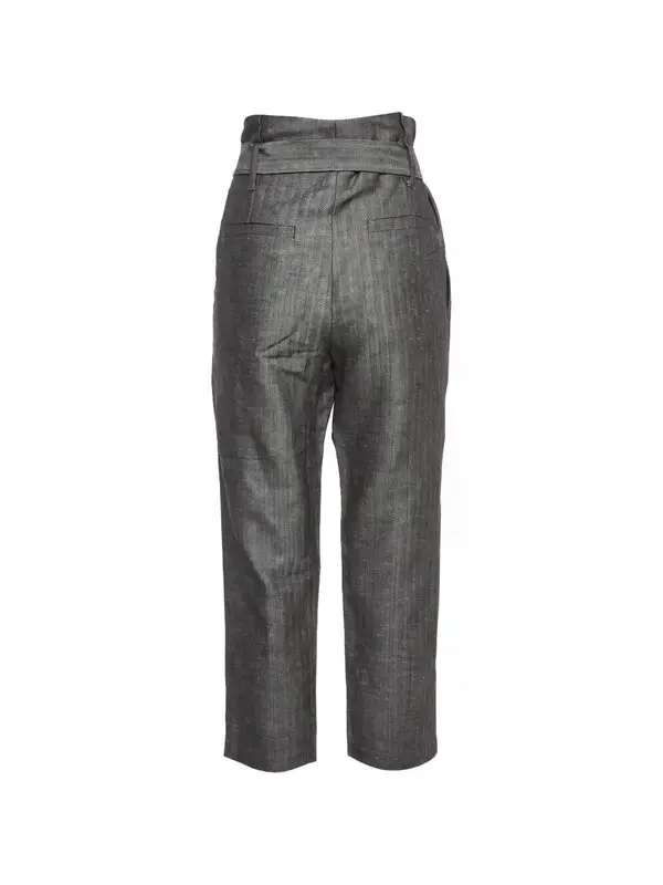 Brunello Cucinelli Herringbone Belted Trousers