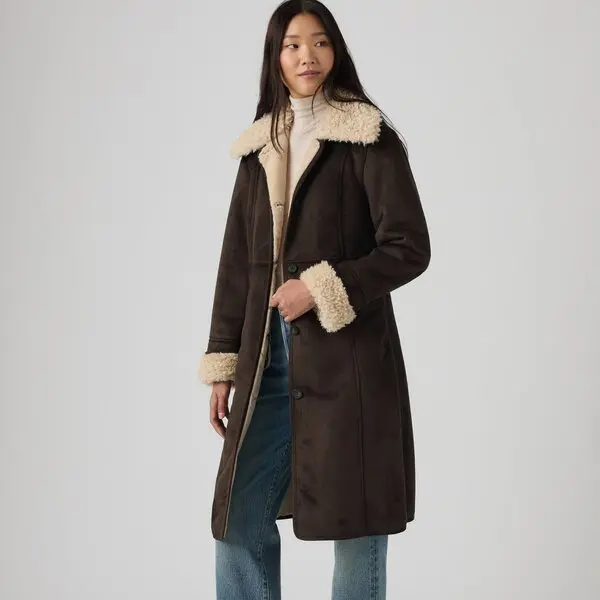 LEVI'S Faux Shearling Penny Lane Coat - Black