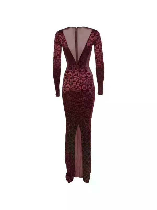 Elisabetta Franchi Geometric-pattern Sheer-panel Maxi Dress