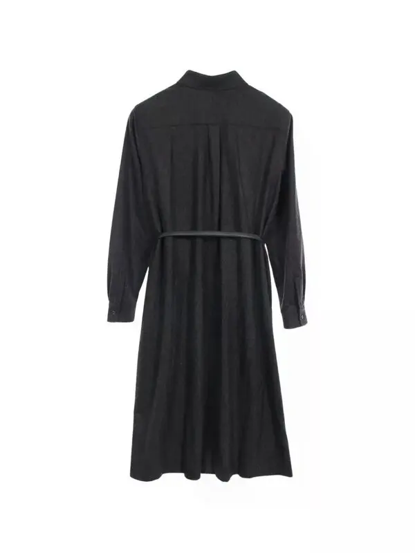 Max Mara 2010s Logo-embroidered Belted Shirt Dress