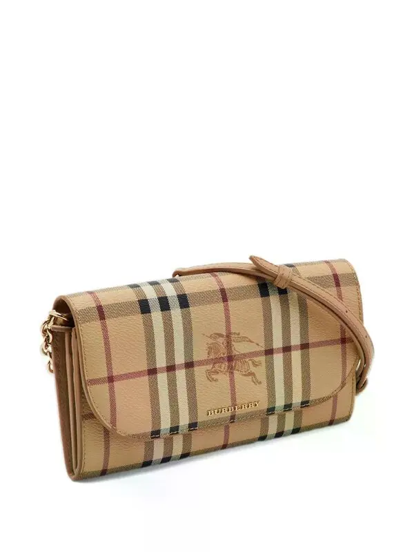 Burberry Haymarket Check Henley Wallet On Chain - Neutrals