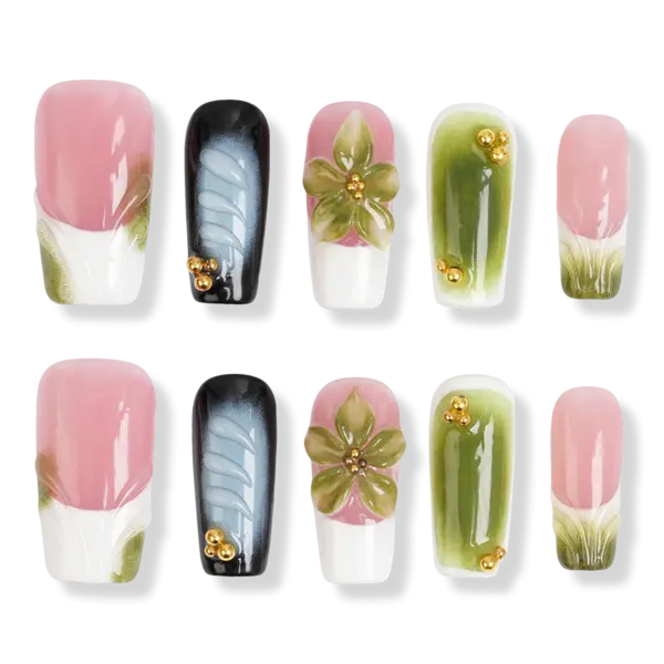 3H NAILS Orchid Dreams Long Square Press-on Nails - One-color