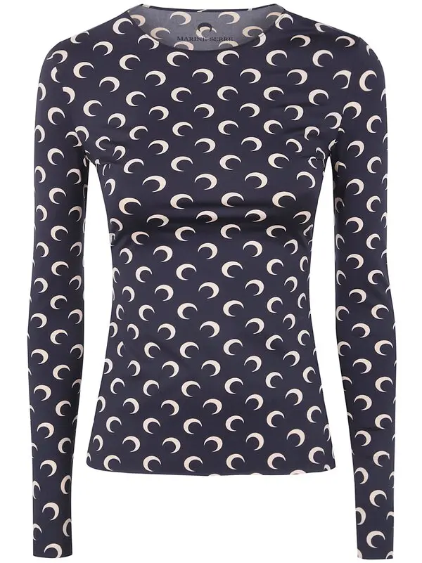MARINE SERRE Long-sleeve Printed Top "moon - Brown