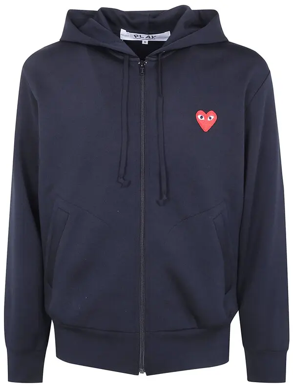 Play Comme Des Garcon Sweatshirt Red Heart Emblem - Black