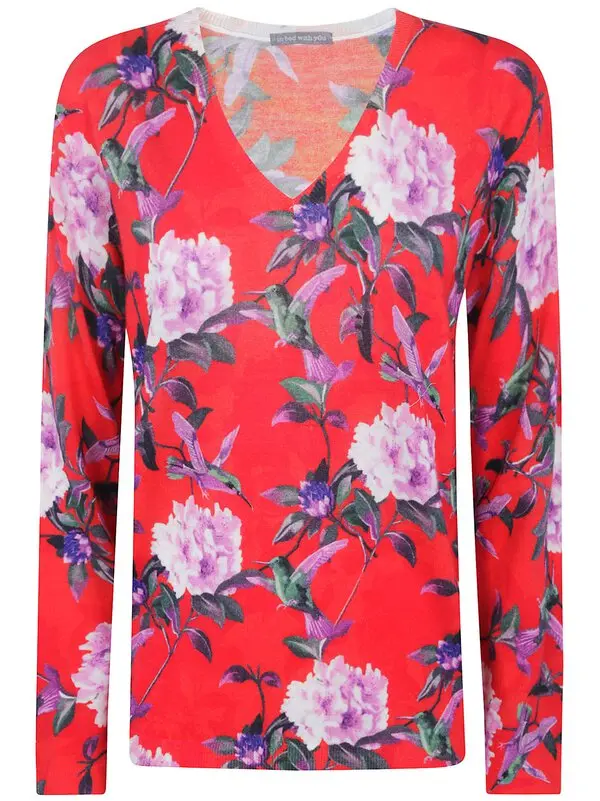 IN BED WITH YOU Printed V-neck Jumper "flower - Multi