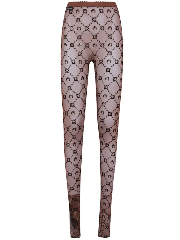 MARINE SERRE Mesh Flock Tights "moonogram