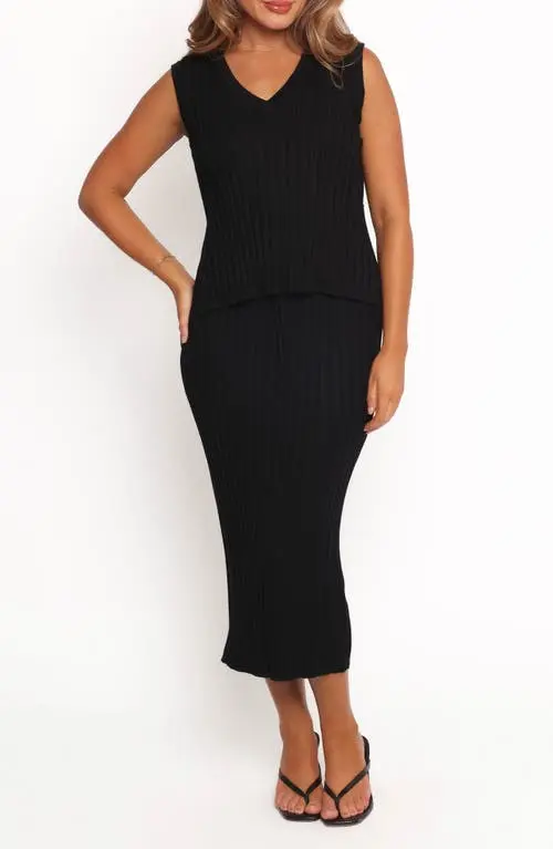 PETAL & PUP Richelle Rib Sweater Vest & Midi Skirt Set