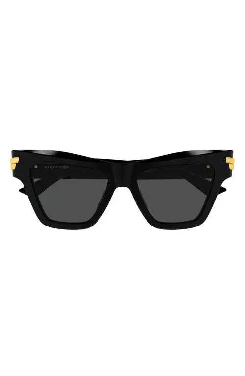 Bottega Veneta 53mm Polarized Gradient Cat Eye Sunglasses - Black