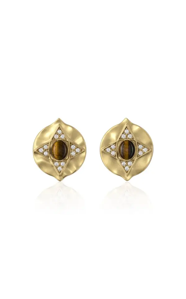 House Of Harlow 1960 14k Gold Plated Sterling Silver Hathor Stud Earrings - Brown