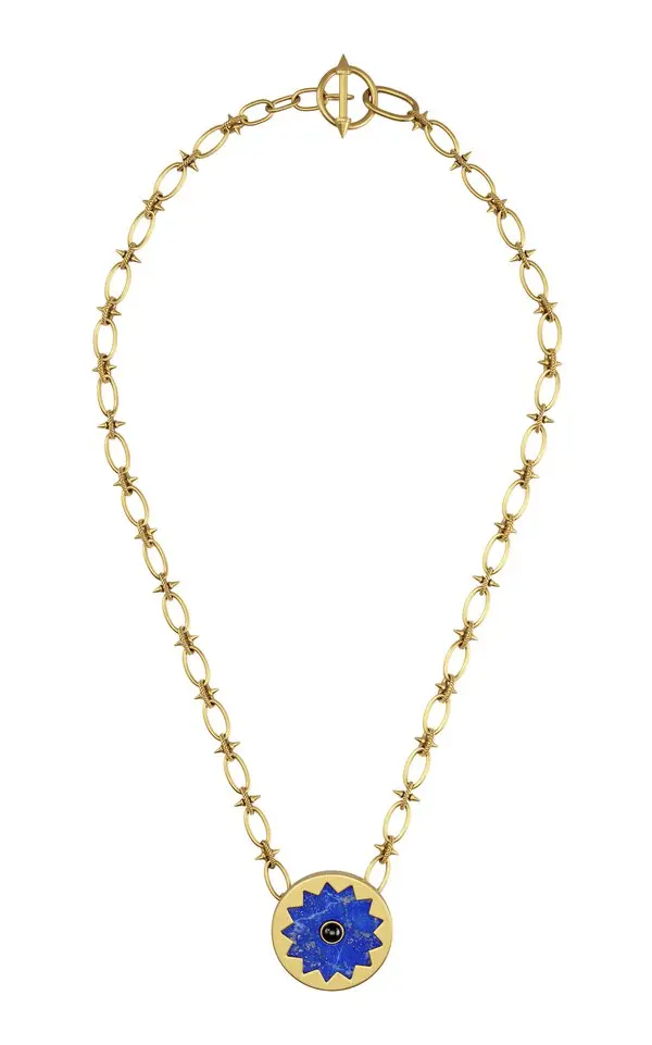 House Of Harlow 1960 14k Gold Plated Sterling Silver Sunburst Pendant Necklace - Blue
