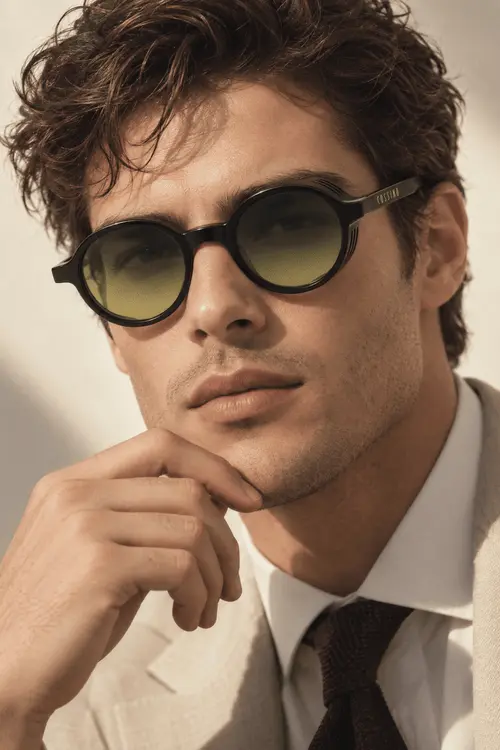 COSSINO Crawford 48mm Round Acetate Sunglasses - Green