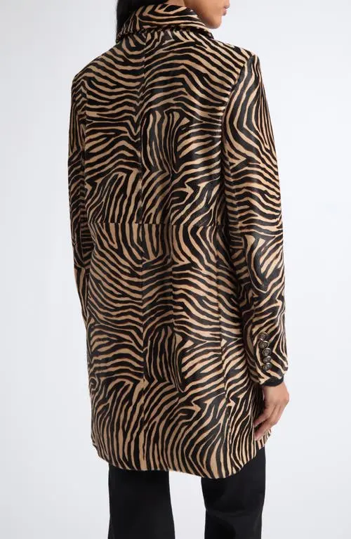 Veronica Beard Shelley Animal Print Genuine Calf Hair Coat