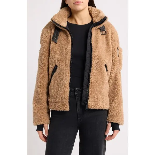 Sam. Denver Faux Fur Jacket With Leather Trim