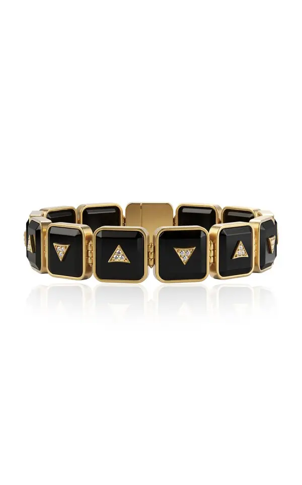 House Of Harlow 1960 14k Yellow Gold Nova Stacker Bracelet - Black