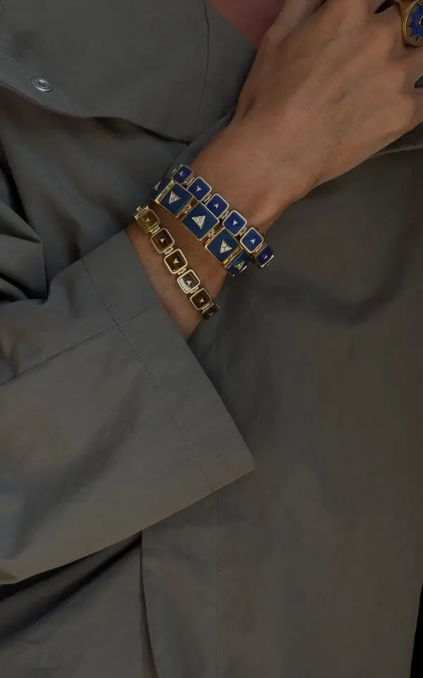 House Of Harlow 1960 14k Yellow Gold Nova Stacker Bracelet - Blue
