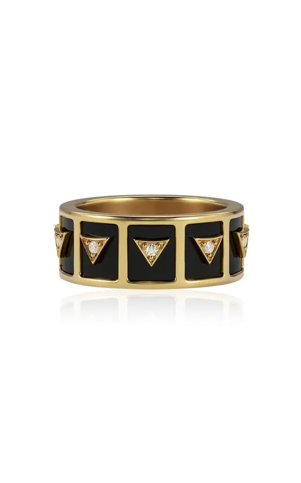 House Of Harlow 1960 14k Yellow Gold Nova Stacker Ring - Black