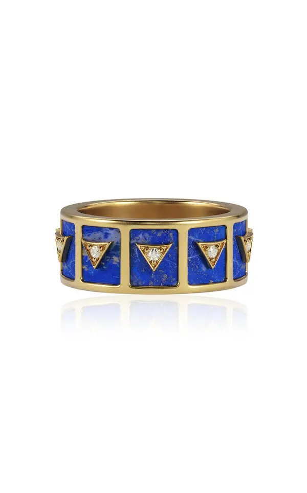 House Of Harlow 1960 14k Yellow Gold Nova Stacker Ring - Blue