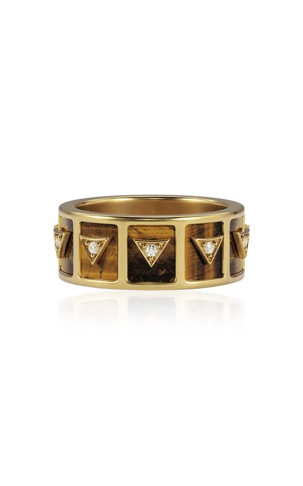 House Of Harlow 1960 14k Yellow Gold Nova Stacker Ring - Brown
