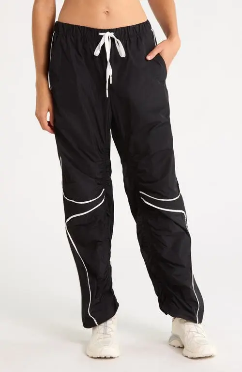 Free People Track Star Performance Barrel Leg Drawstring Pants - Black Combo