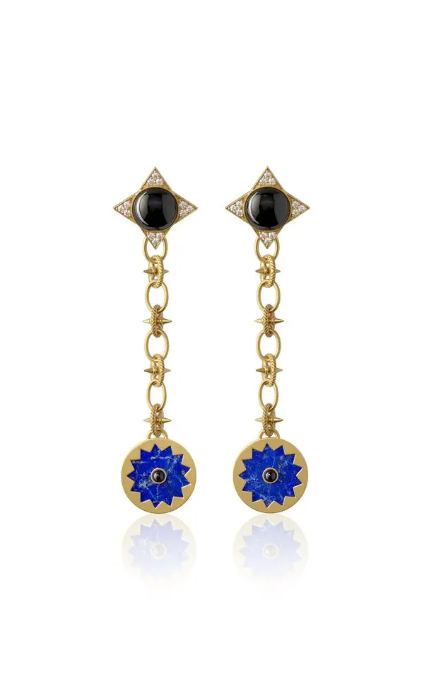 House Of Harlow 1960 14k Gold Plated Sterling Silver Sunburst Drop Earrings - Blue