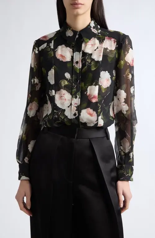 Carolina Herrera Isabella Floral Silk Button-up Shirt