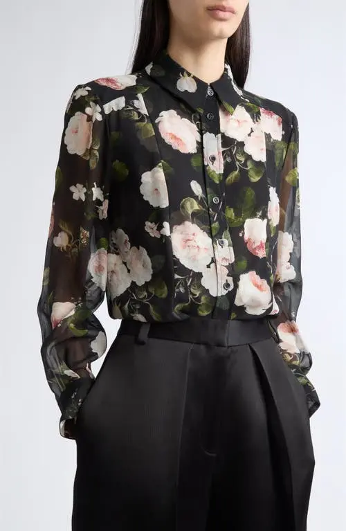 Carolina Herrera Isabella Floral Silk Button-up Shirt