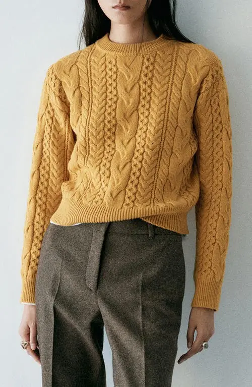Mango Cable Knit Sweater - Mustard