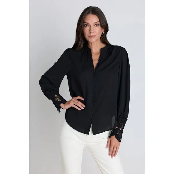 THE NOLI SHOP Blake Lace Sleeve Blouse - Black