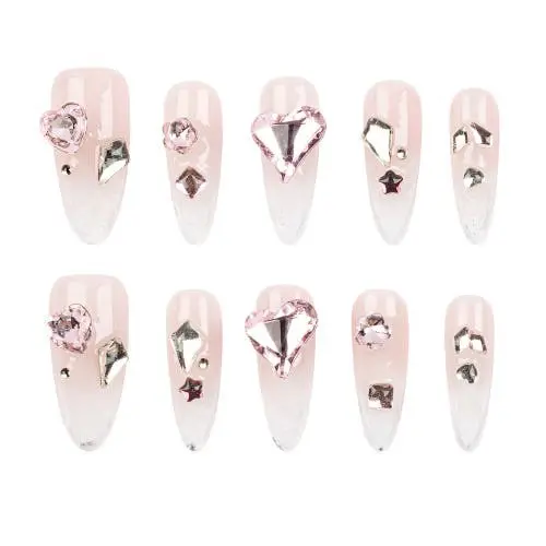 3H NAILS Princess Auralong Almond Press-on Nails - Pink