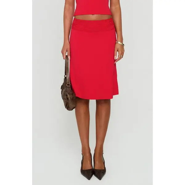 Princess Polly Zenaide Lace Detail Midi Skirt