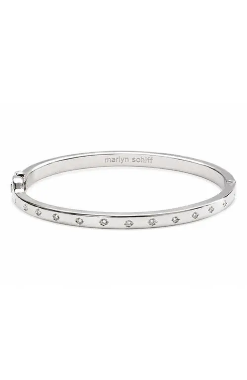 MARLYN SCHIFF Marni Starburst Crystal Hinged Bangle - Silver Clear