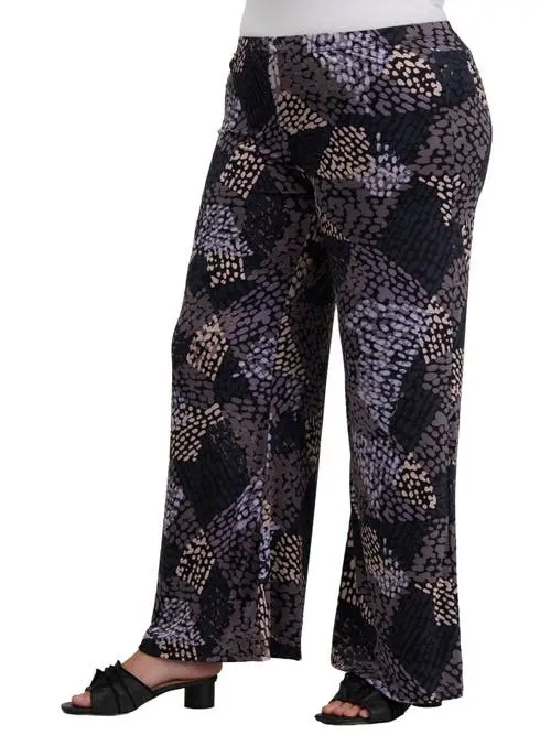 24SEVEN COMFORT APPAREL Essential Curvy Elastic Waistband Long Flared Pants