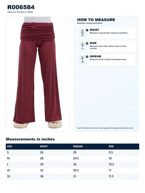 24SEVEN COMFORT APPAREL Basic Soft Stretch Ruched Waist Wide Leg Pants - Black