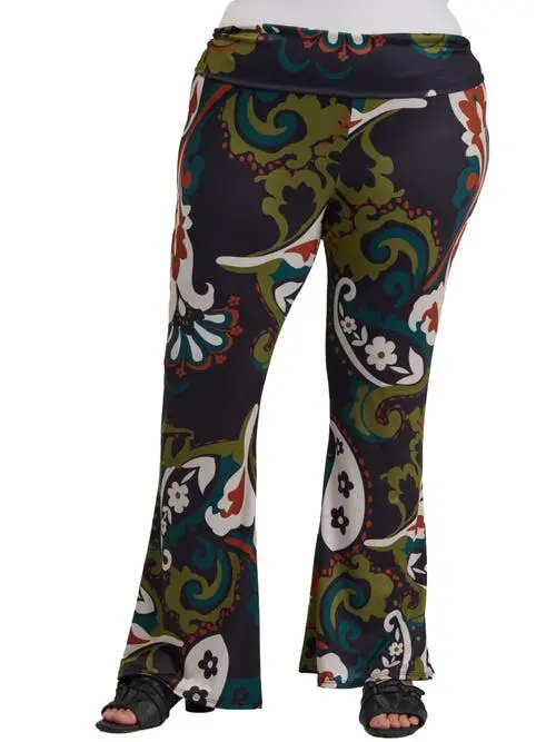 24SEVEN COMFORT APPAREL Elevate Curvy Elastic Waist Bell Bottom Pant
