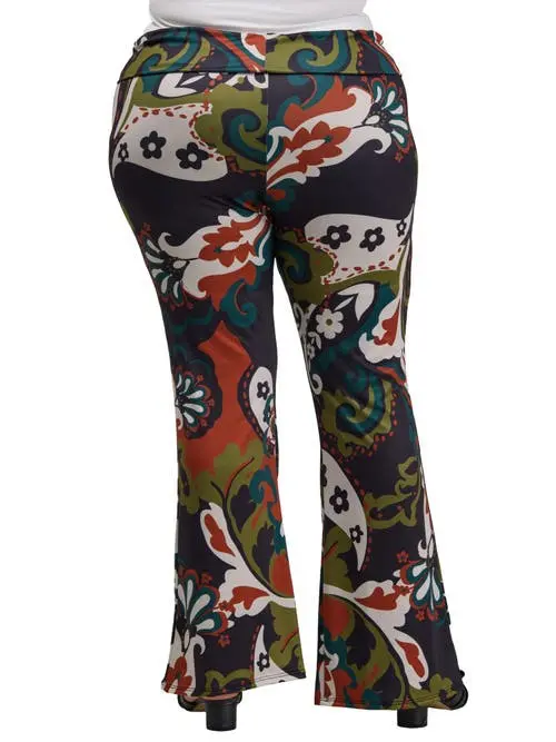 24SEVEN COMFORT APPAREL Elevate Curvy Elastic Waist Bell Bottom Pant