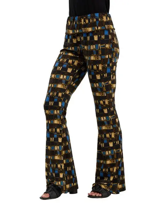 24SEVEN COMFORT APPAREL Essential Bell Bottom Foldover Waist Pants
