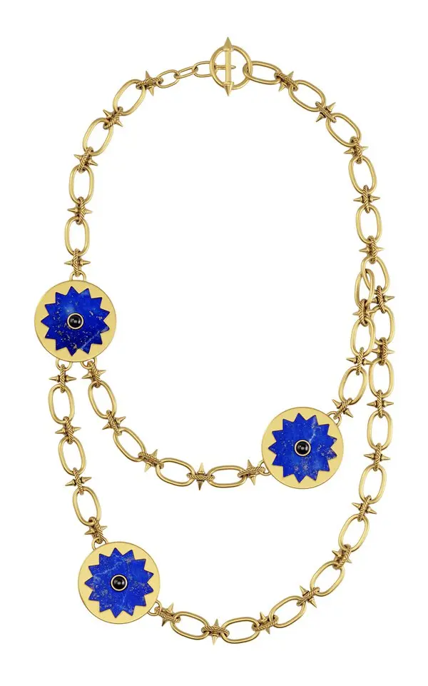 House Of Harlow 1960 14k Gold Plated Sterling Silver Sunburst Layering Necklace - Blue