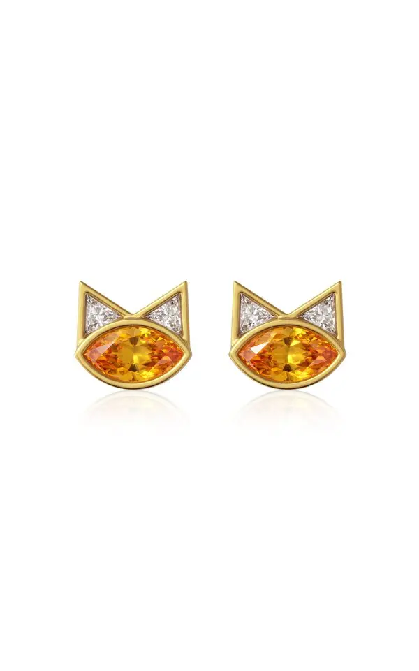 House Of Harlow 1960 18k Gold Tigerlily Citrine Studs - Yellow