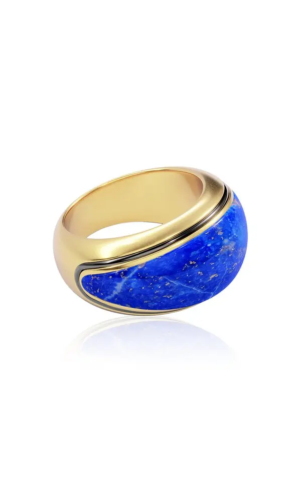 House Of Harlow 1960 14k Gold Plated Sterling Silver Sunburst Cocktail Ring - Blue