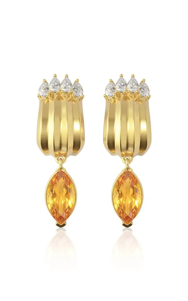House Of Harlow 1960 18k Gold Tigerlily Citrine Claw Earrings - Yellow