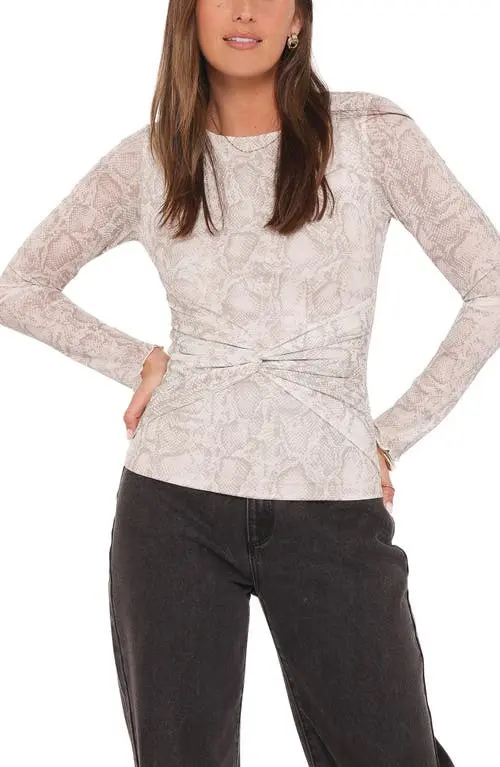 PETAL & PUP Bellie Twisted Mesh Top - Snake Print