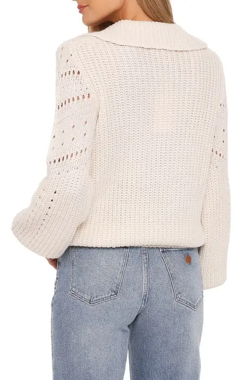 PETAL & PUP Fitzgerald Pointelle Polo Sweater