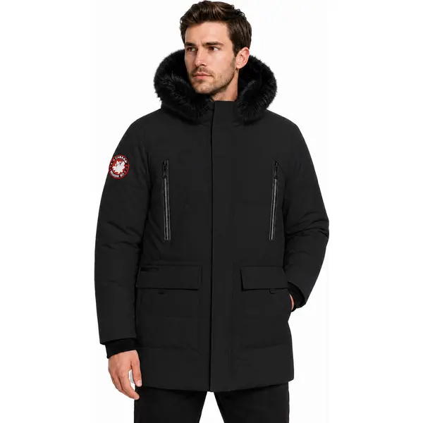 CANADA WEATHER GEAR Faux Fur Trim Hooded Puffer Parka - Black
