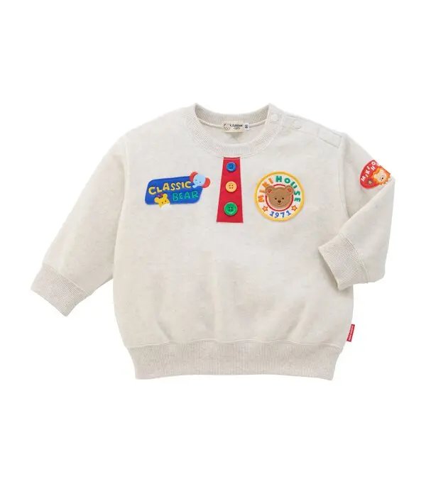 MIKI HOUSE Classic Bear Appliqué Sweatshirt - Grey