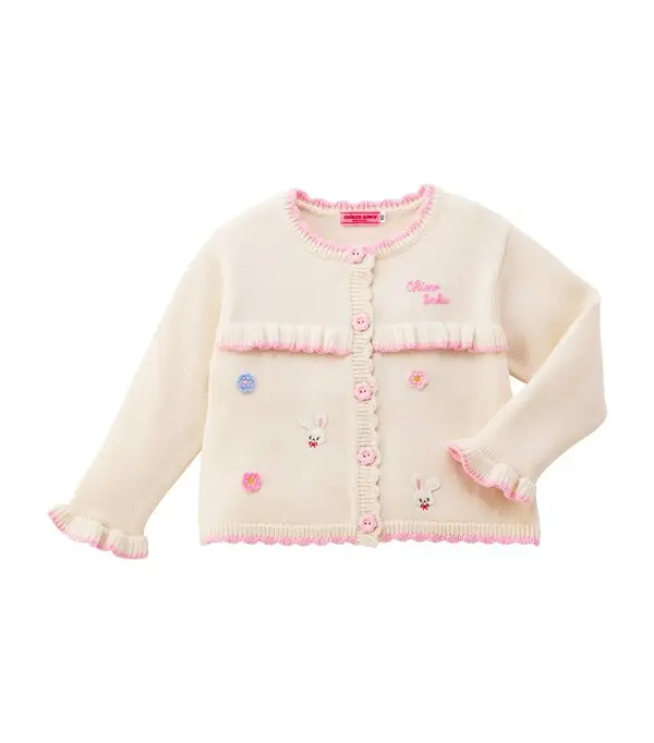 MIKI HOUSE Wool-blend Embroidered Cardigan - Ivory