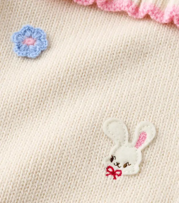 MIKI HOUSE Wool-blend Embroidered Cardigan
